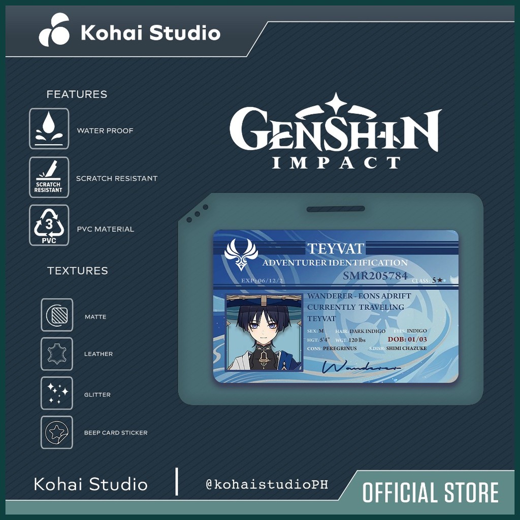 ∼ ∠ Genshin Impact ID Card Adventurer Identification Cosplay BEEP ...