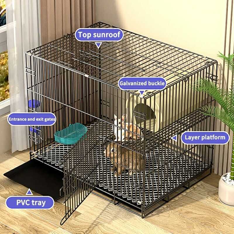 Collapsible Cat Cage 4 Layer Pet Cage Foldable With Wheels Large Space ...
