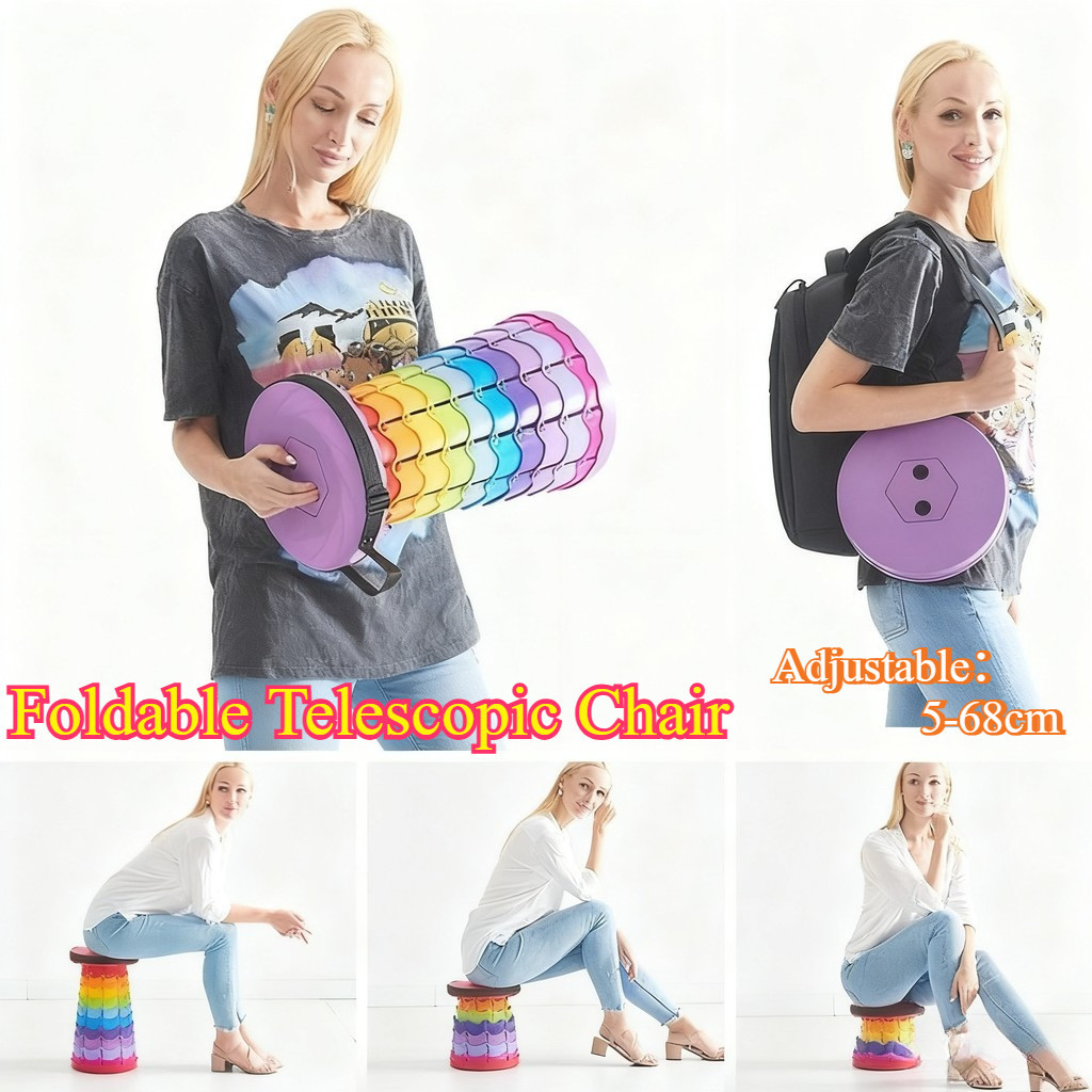 Rainbow Foldable Telescopic Camping Stool Outdoor Portable Lightweight ...