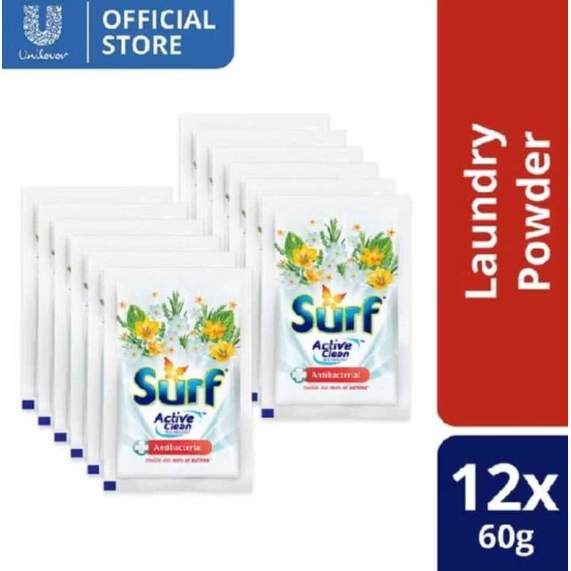 Surf Powder Detergent Antibacterial 60G Set Of 12 Sachets 3Ee | Shopee ...