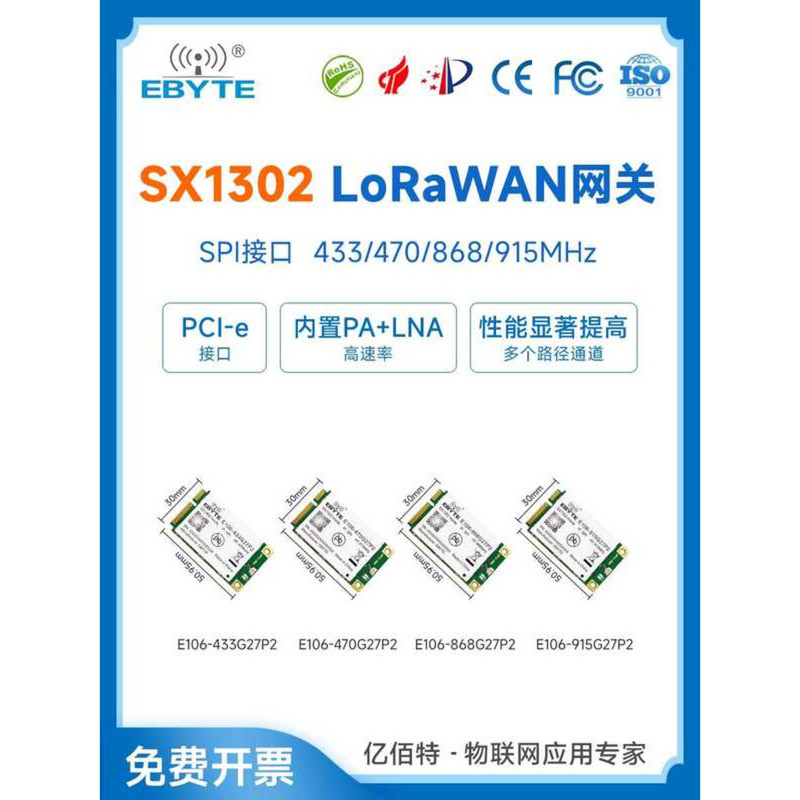 ☑♥ Ebyte Lora Radio Frequency Module Lorawan Gateway SX1302 RF Chip Low ...