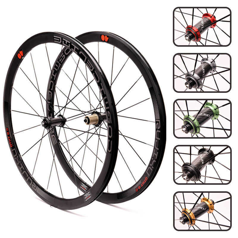 RUJIXU 700C 40Mm Road Wheelset Bike Wheel Bicycle Wheels Brake Carbon Fiber Tube Hub Aluminum ...