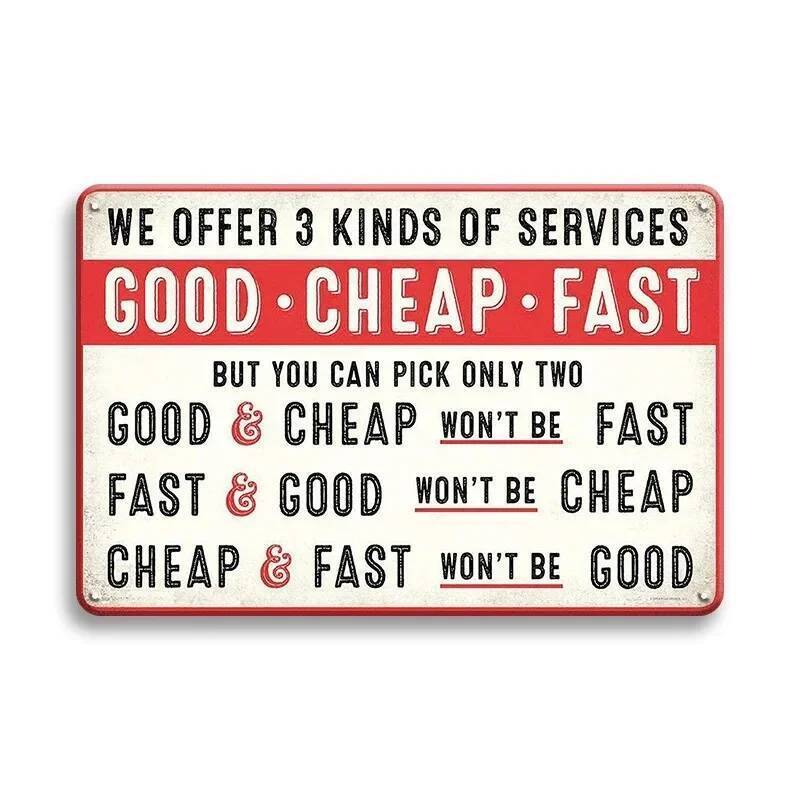 Vintage Style Metal Sign: "Good, Fast, – Pick Any Three!" Perfect for ...