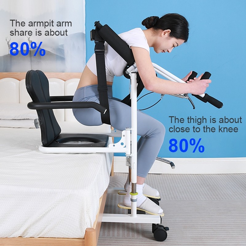 Hydraulic Patient Lift with Toilet Commode & Meal Tray Assist Stand ...
