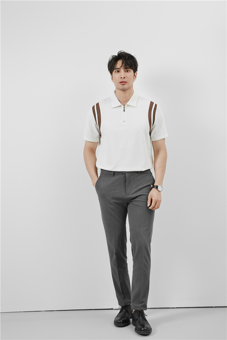 BM.MEN Men's Korean POLO Shirt Casual Waffle Pattern Short Sleeve ...