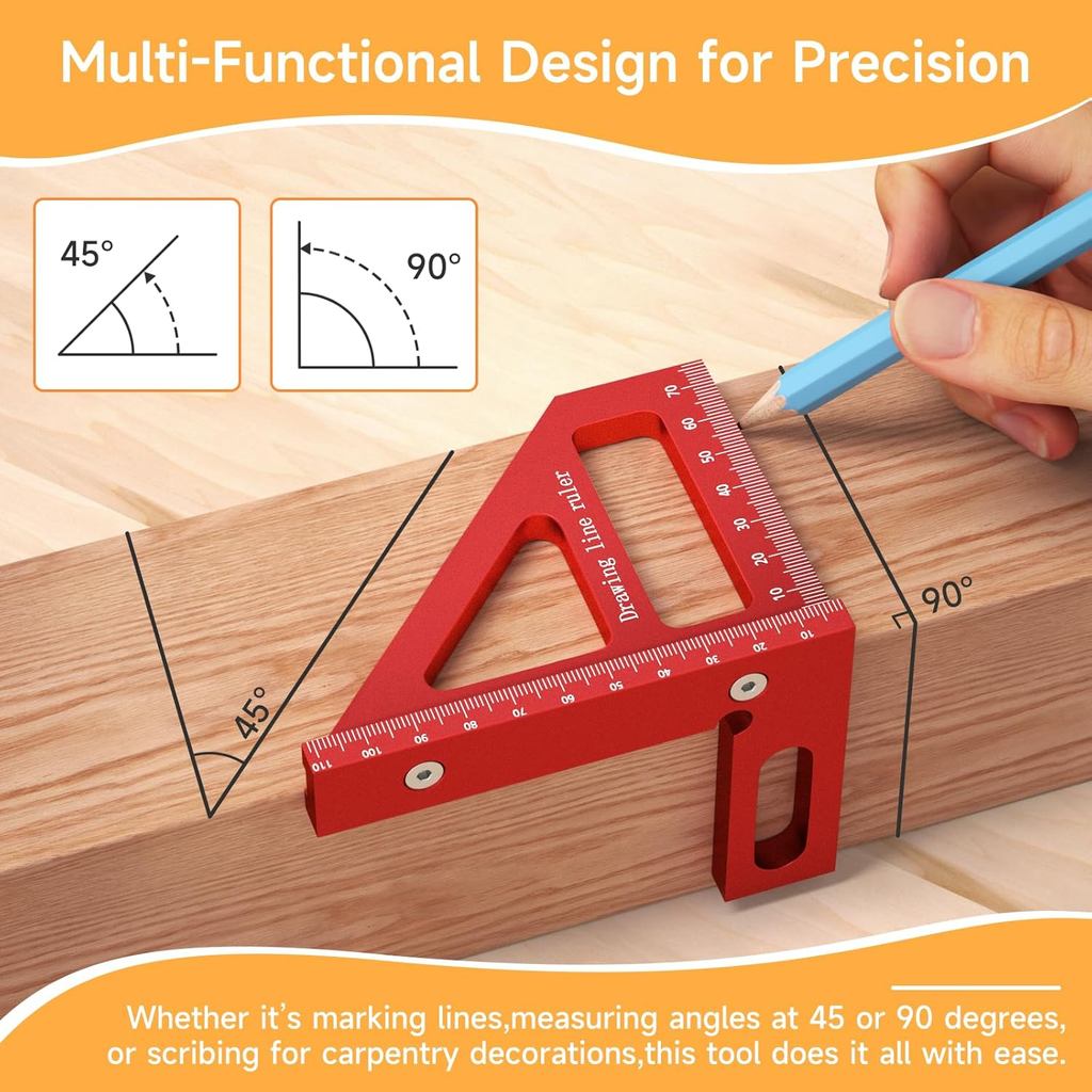 COD Alloy Triangle Ruler with 45°/90° Angles, Multi-Angle Measuring ...
