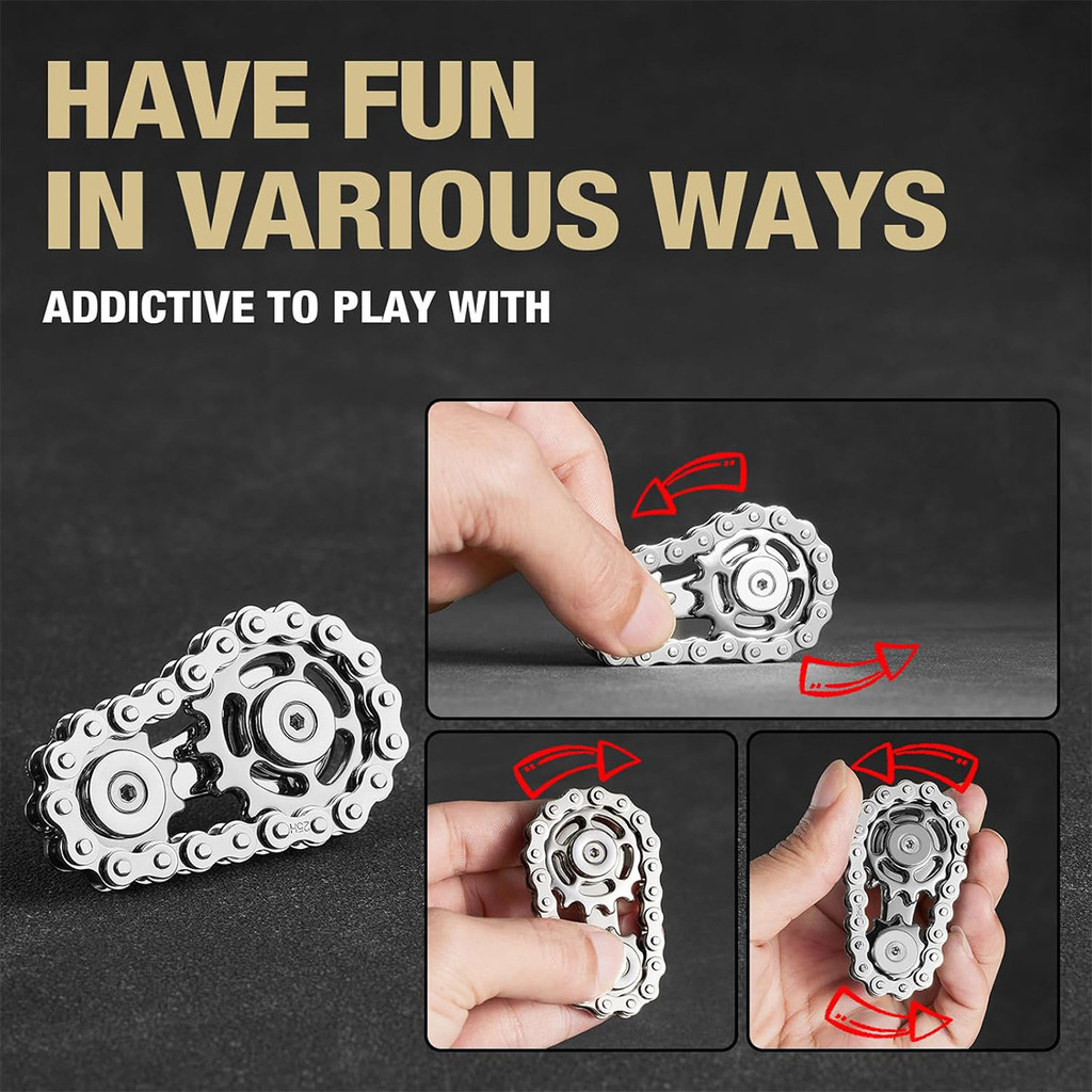 Metal Bicycle Gear Fidget Spinner 3 Colors Chain Tooth Toy for Adults ...