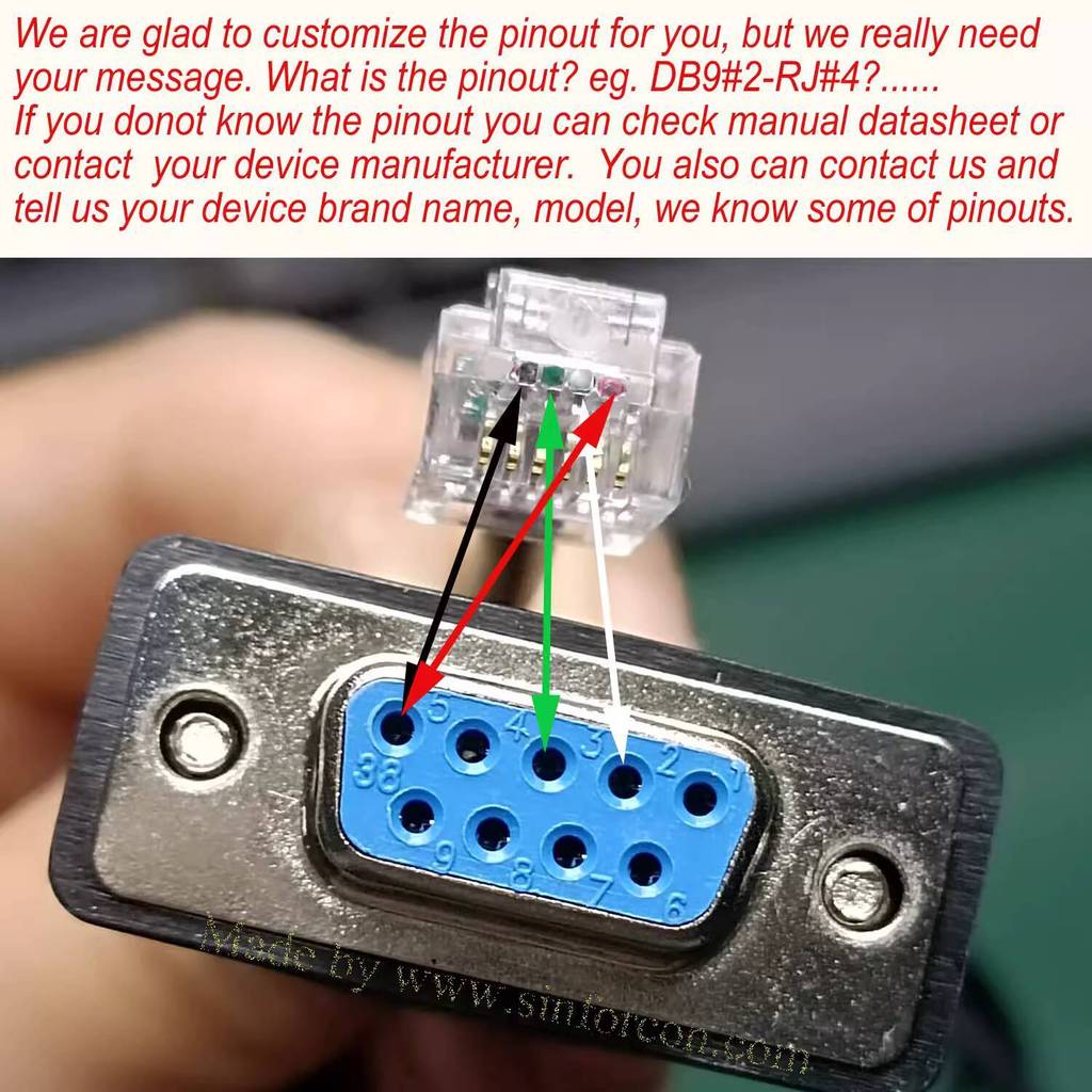 ☑♥ DB9 Female Serial Port to RJ45/RJ12/RJ11/RJ9/RJ50/RJ10 Controller ...