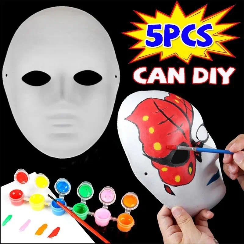 DIY White Plain Paper Full Face Mask - Opera Masquerade Children ...