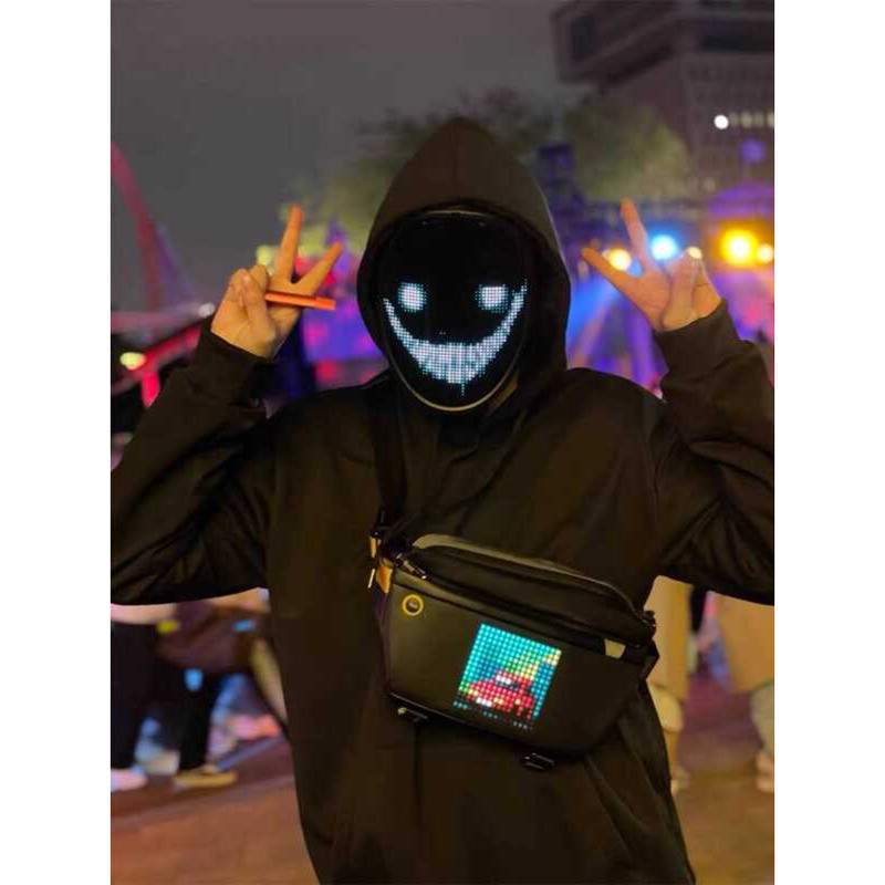 LED Gesture Sensing Face Changing Pixel APP Custom Bluetooth Robot Mask ...