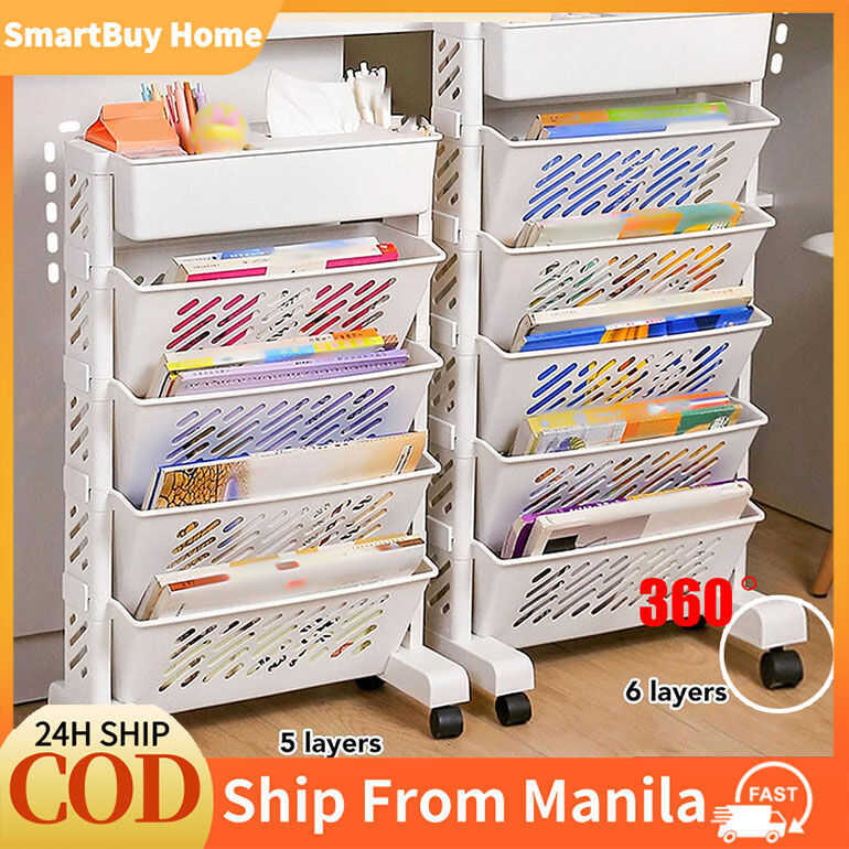 Moving 5/6 Tier Cart Books Organizer Rack Movable Under The Table ...