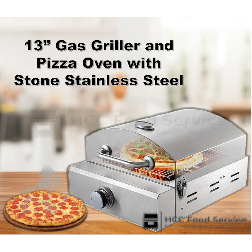 Gas Griller and Pizza Oven with Stone up to 13" Stainless Steel ...