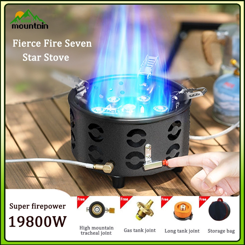 7 Core 19800W Strong Fire Power Camping Stove Portable Tourist Gas ...