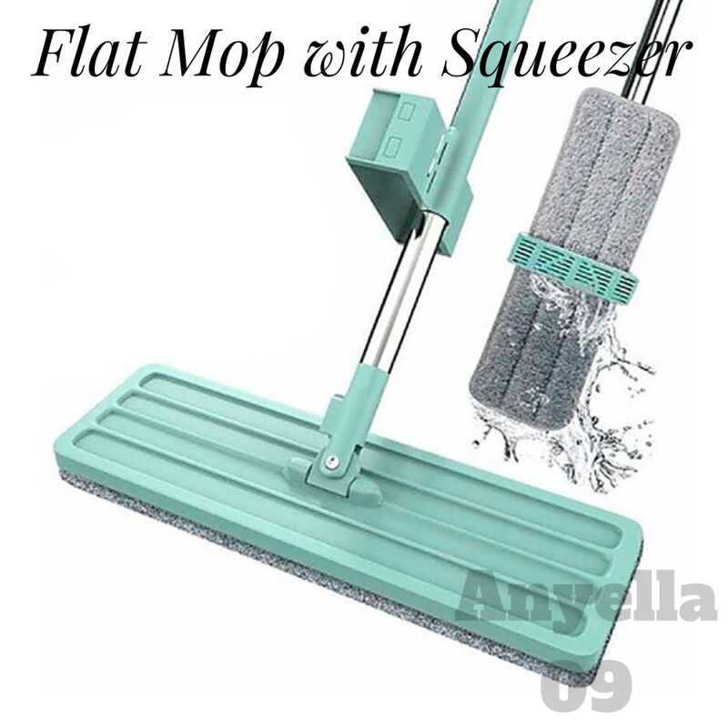 Flat Squeezer Mop Microfiber Floor Cleaning System, Reusable Pads, For ...