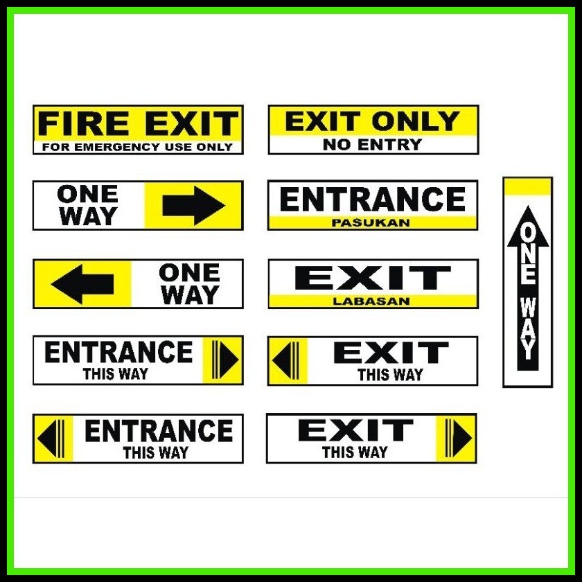Signage for establishments Yellow signage Directional signage Entrance ...