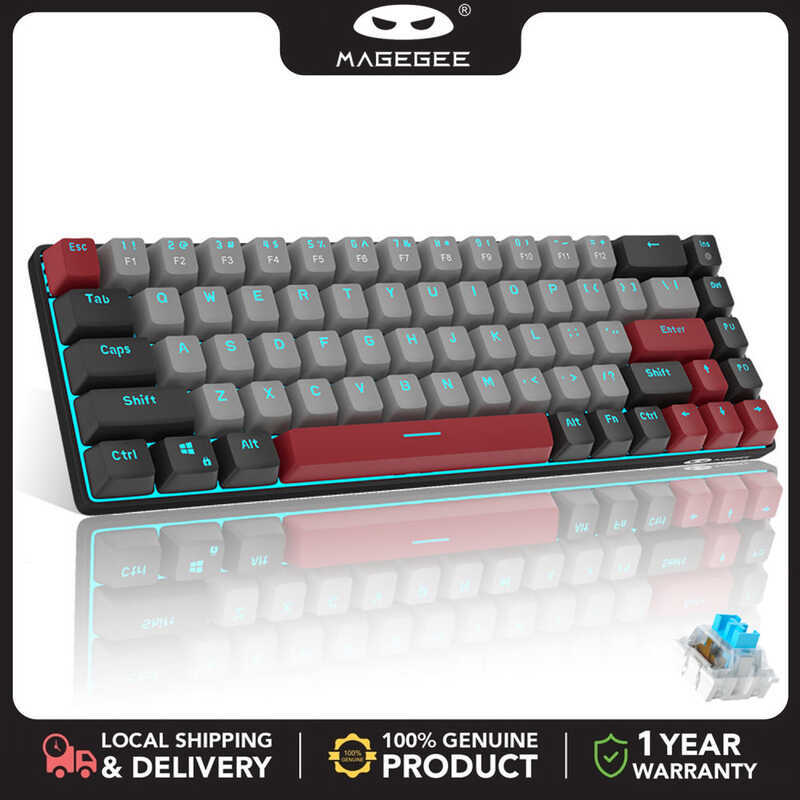 Magegee Mk-Box 60% Mechanical Keyboard Wired/Wireless Gaming Blue / Red ...