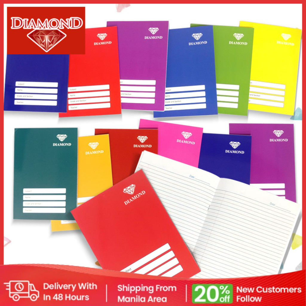 DIAMOND WRITING NOTEBOOK NEON 40leaves Assorted Colors 12pcs per ream ...