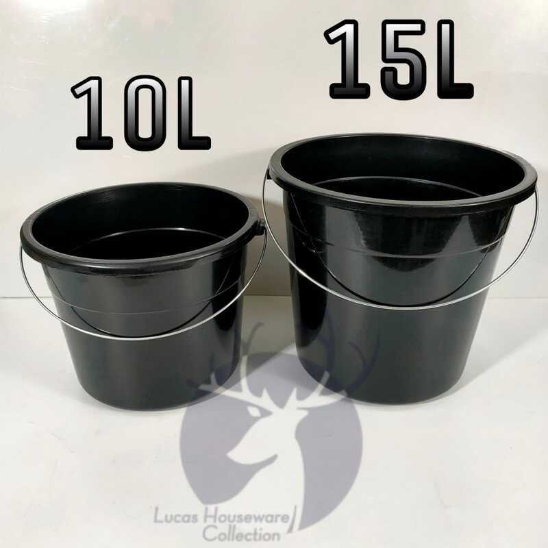 TIBAY BLACK WATER PAIL 15 & 10 LITERS WITH METAL HANDLE / BUCKET TIMBA ...
