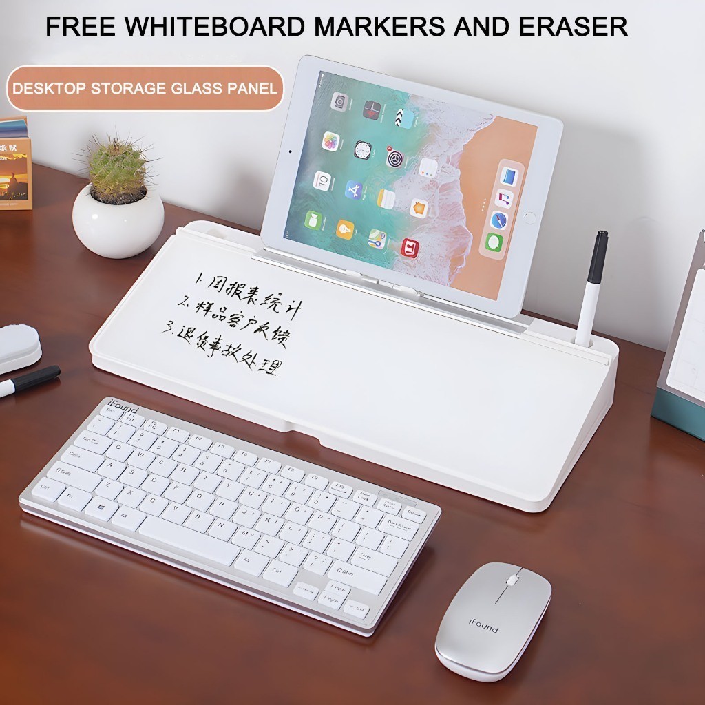 Desktop Whiteboard - Glass Dry Erase White Board- Desk Computer Buddy ...