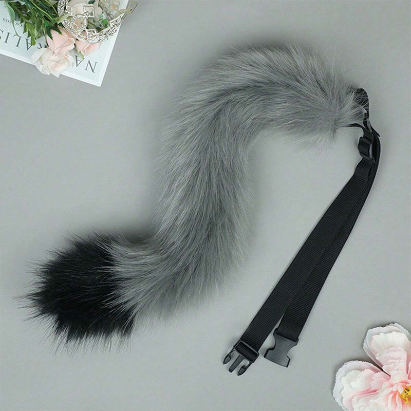 55CM Faux Fur Cat Tail Anime Cosplay Costume Props Furry Fox Wolf Dog ...