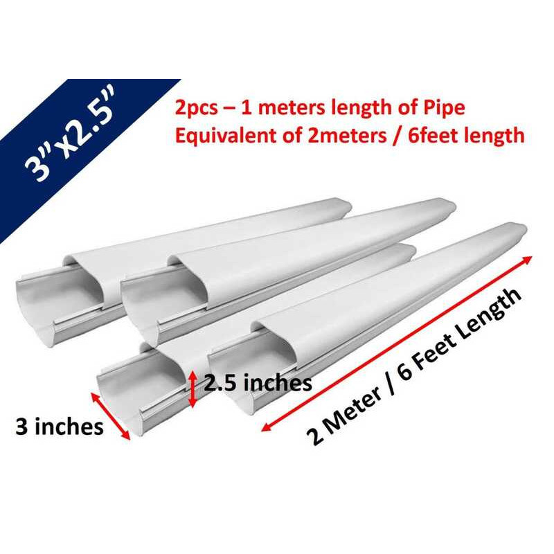 3X2.5Inches - PVC Line Cover Kit For Ductless Straight Pipe 158 ...