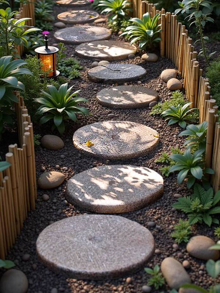 Wabi-Sabi Style Garden Paving Stone Round Grinding Wheel Stepping Stone ...