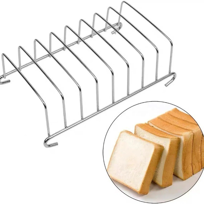 Stainless Steel Toast Rack Rectangle Bread Display Non- Stick 8 Slots ...
