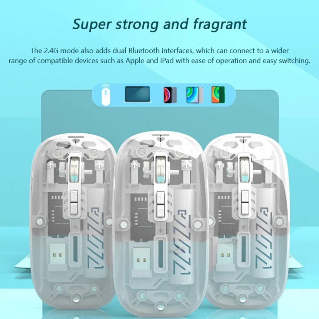 Transparent Wireless Mouse Dual Mode 2.4G Bluetooth-compatible ...