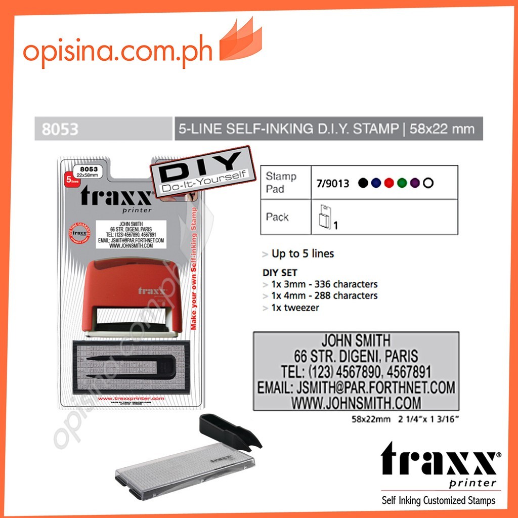 TRAXX 8053 SELF INK DIY STAMP 58X22 MM 5 LINES | Shopee Philippines