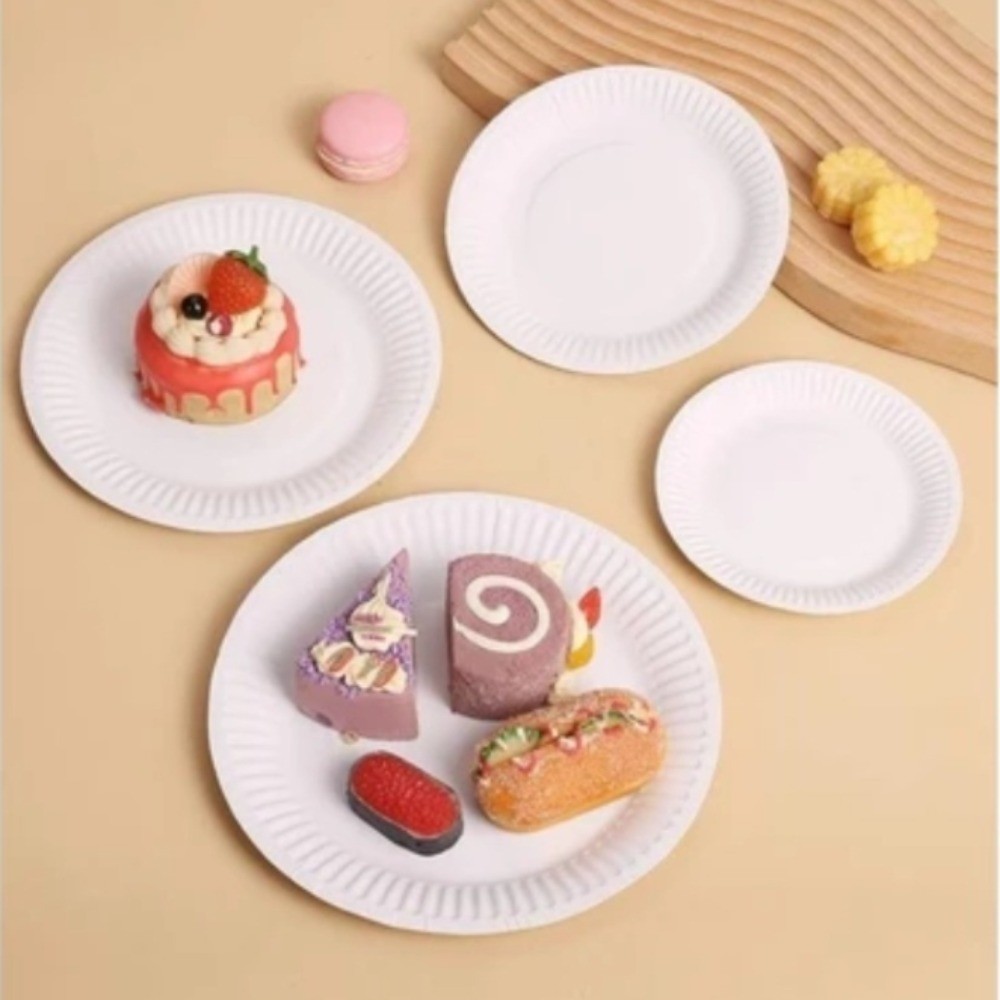 50Pcs White Disposable Party Paper Plates,9inches Strong Paper Plates ...