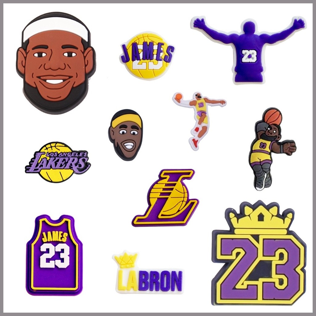 ∦ nba star random 8pcs set LAKERS LeBron james jibbitz decoration 23 ...