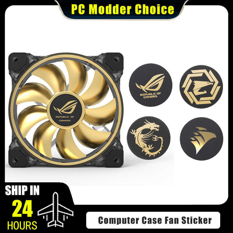 Computer Case Fan Logo Sticker, ROG MSI AORUS Corsair Label Gold-Plated ...