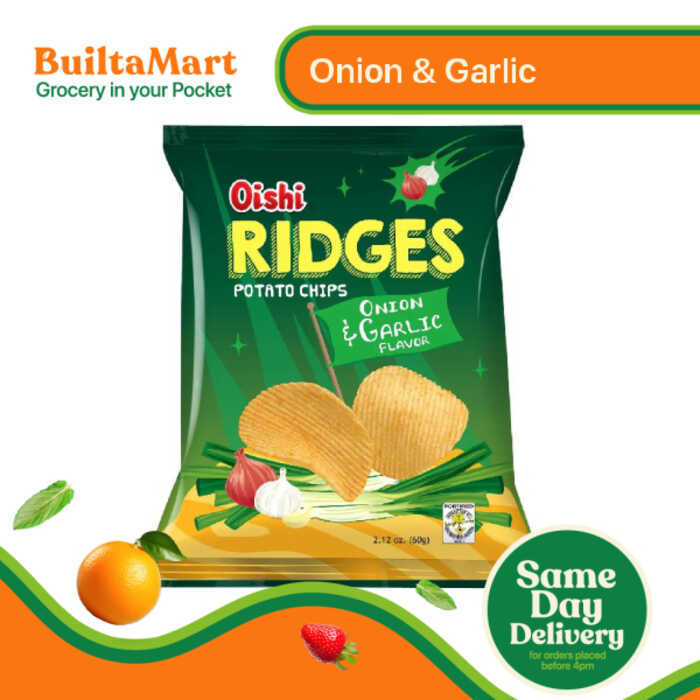 Oishi Ridges Onion & Garlic Potato Chips 60G 806 | Shopee Philippines
