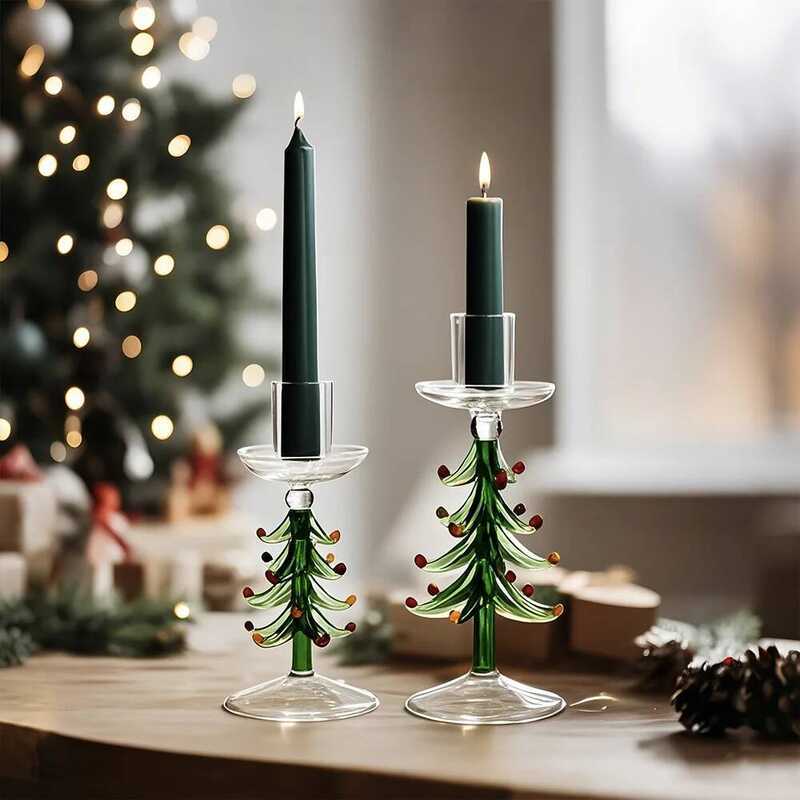 ristmas Nordic Trees Candlestick Desktop Glass Borosilicate Candle ...