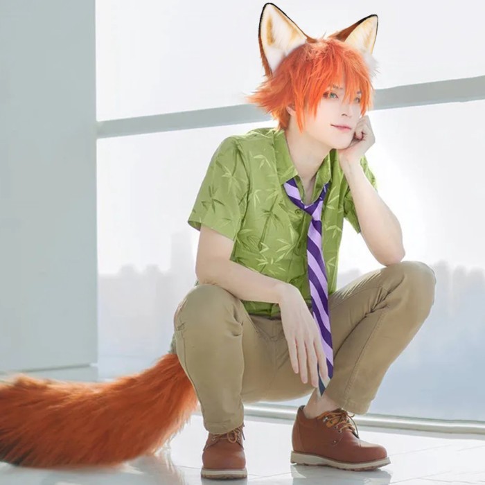 Zootopia Nick Cos Fox Suit Ear Headband Simulated Fox Tail Comic ...