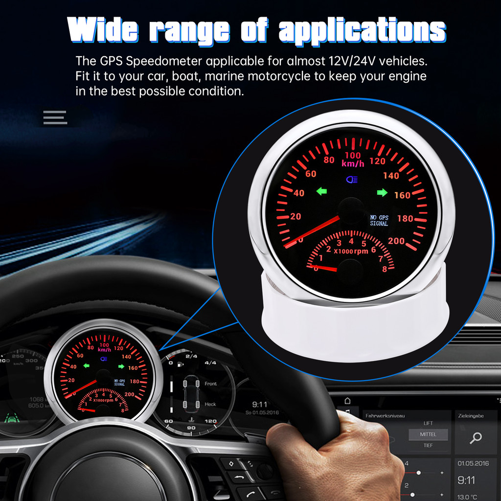 200KM/H Car Speedometer 85MM 2 In 1 Multifunction Gauge Tachometer ...