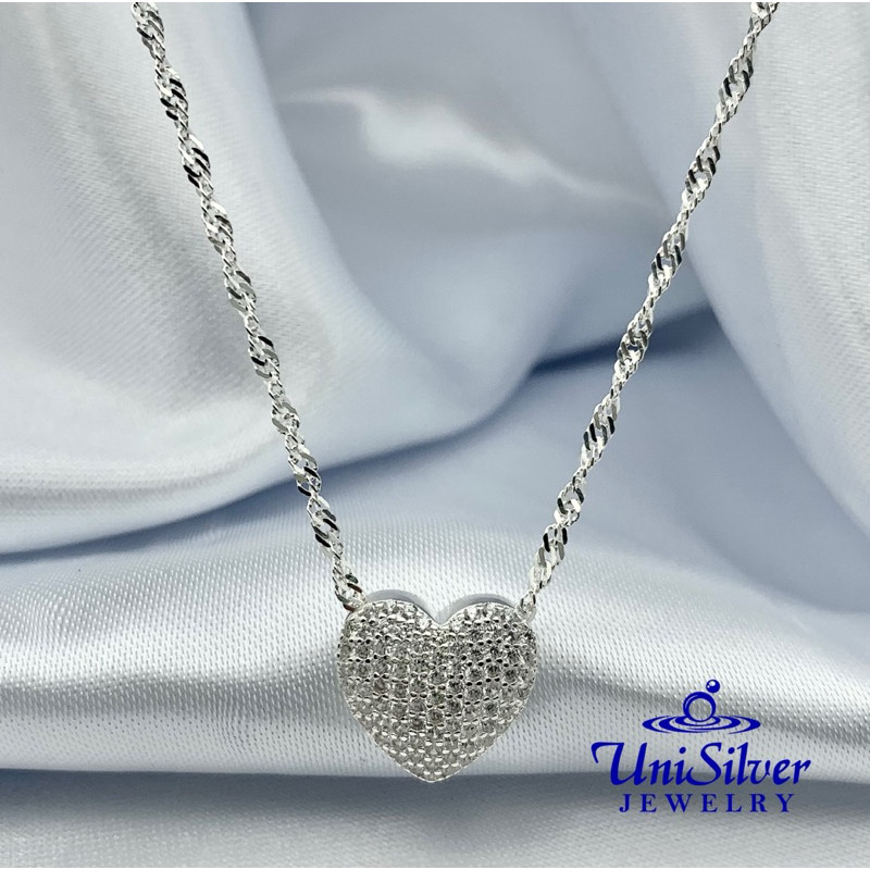 Unisilver 925 Sterling Silver Clustered Heart Pendant Necklace (NPS177 ...