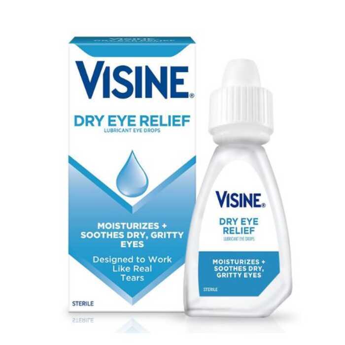 Visine Dry Relief Lubricant Eye Drops Moisturizes + Soothes Dry, Gritty ...