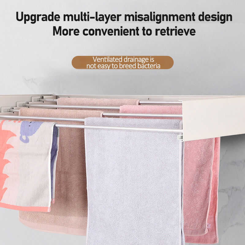 HOL Heavy Duty Wall-Mounted Retractable Folding Invisible Clothes Towel ...