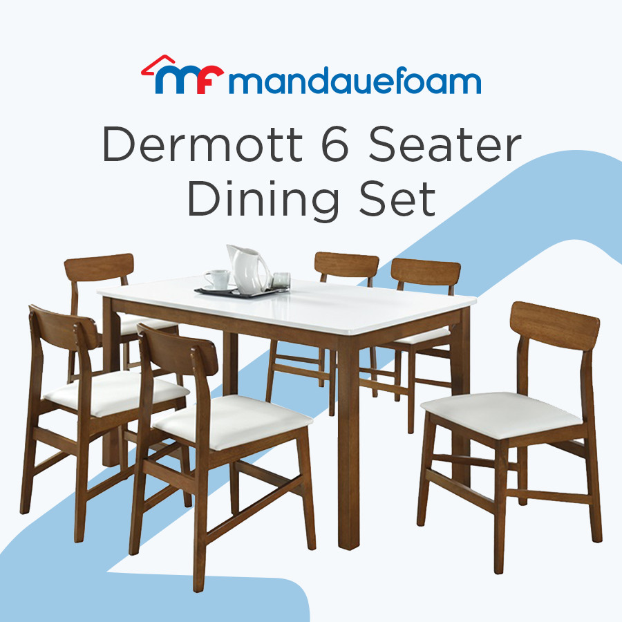Mandaue Foam Dermott 6 Seater Dining Set - White + Walnut | Shopee ...