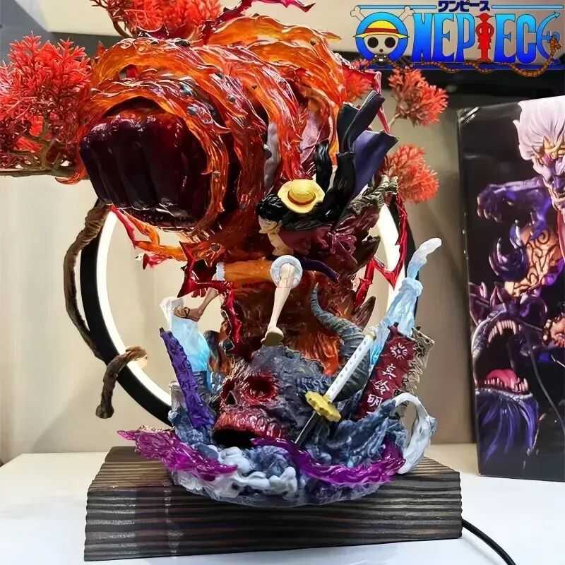 Hot One Piece Gk Anime Figure Luffy With Led Toys Gear 3 Figurine Red ...