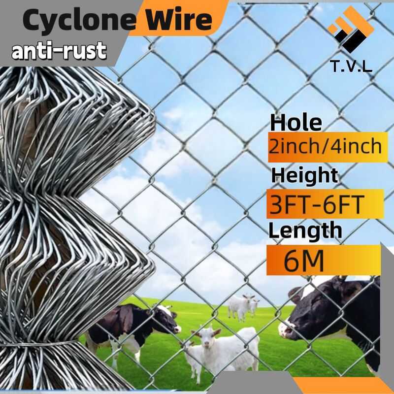 3/4/5/6Ft Galvanized Cyclone Wire Mesh 6M Chain Link Fence For Farm ...