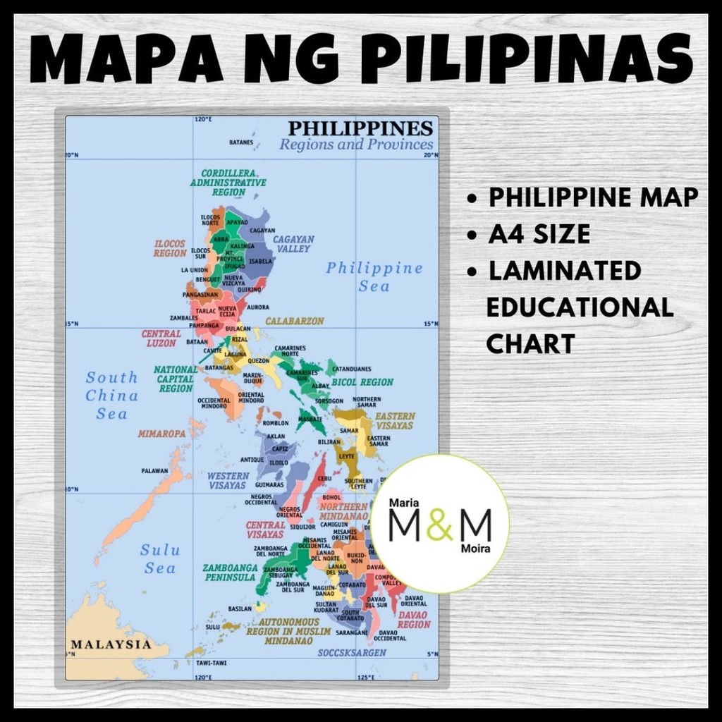LAMINATED PHILIPPINE MAP CHARTS | A4 SIZE | EDUCATIONAL CHARTS | MAPA ...