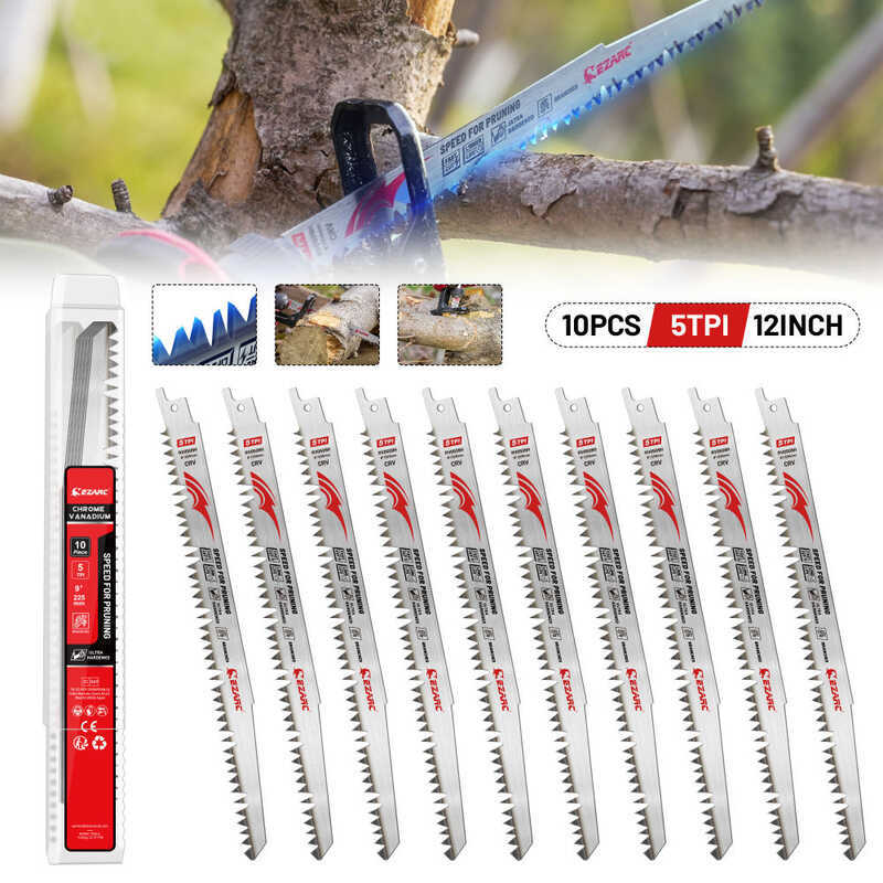 12-Inch Wood Pruning Reciprocating Saw Blades 10Pcs 300Mm Cr-V Fleam ...