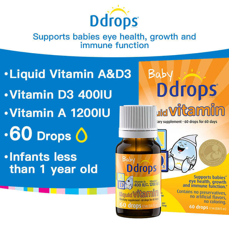 Ddrops Baby Essential Vitamin A & D Drops For Bone Eye Health - 1.7Ml ...
