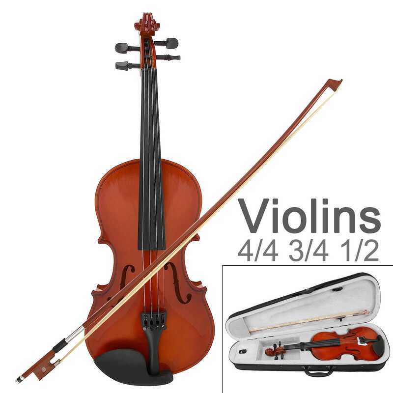 5 4/4 3 3/4 1/2 1/8 Acoustic Violin Color Natural / Black Fiddle For ...