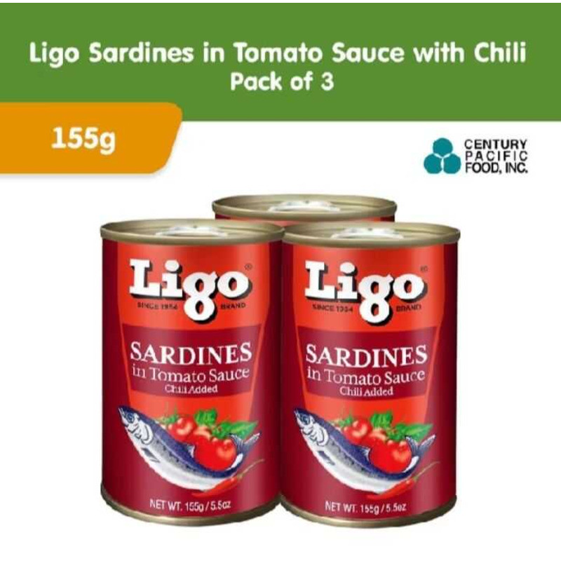 Ligo Sardines in Tomato Sauce with Chili 155g x3 cans 9b7 | Shopee ...