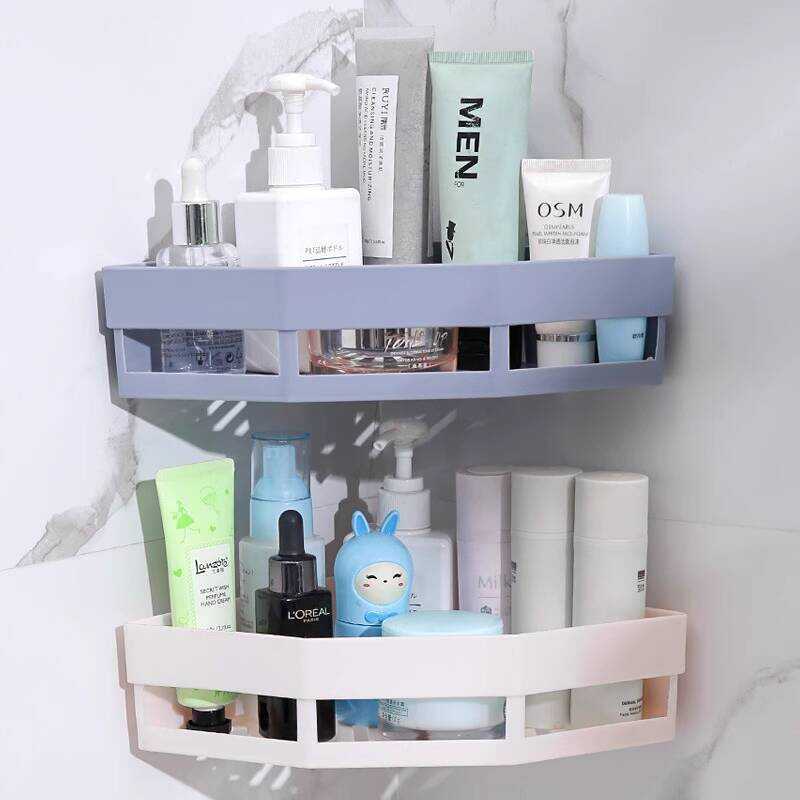 Triangular Storage No-Drill Corner Shelf Bathroom Wash Rack No-Trace ...