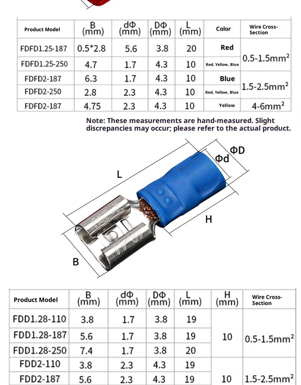 Male and Female Plug-in Terminal Block FDD/MDD/FDFD 2.8 4.8 6.3mm ...