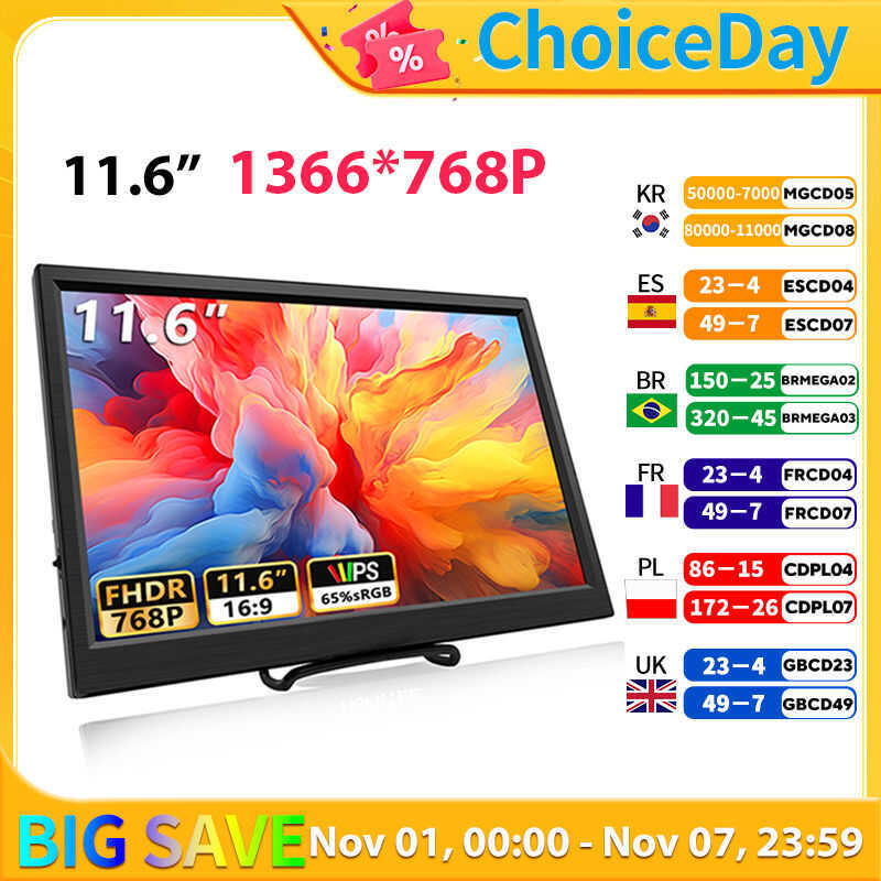 Inch Portable 11.6 Monitor Hdmi-Compatible Laptop Second Screen Gaming ...